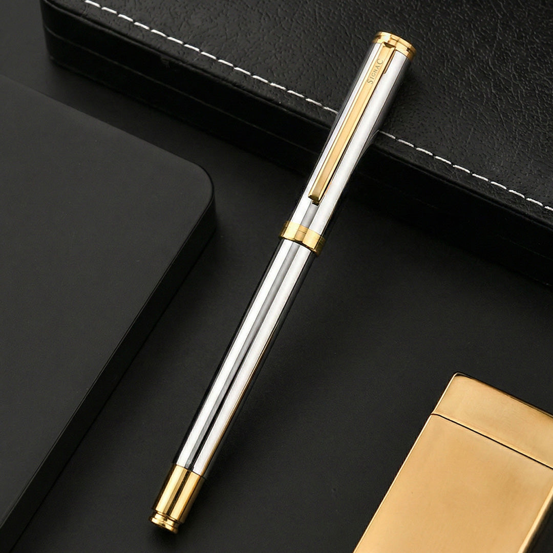 Viva Premium Metallic Plated Roller Pen - Titanium 24K Gold – Signac Pens